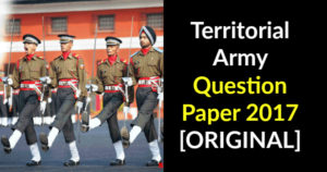 Territorial Army Question Paper Answer Keys 2017 [ORIGINAL]