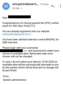 CDS 2 2019 OTA SSB Interview Dates