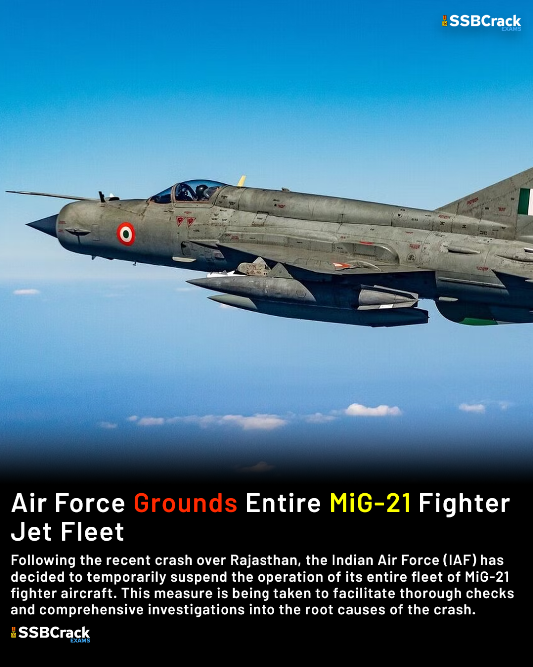 Air Force Grounds Entire MiG-21 FighterJet Fleet