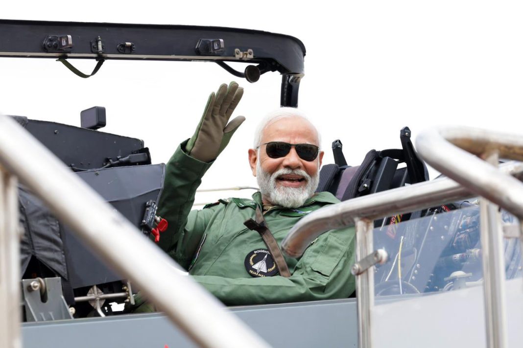 Prime Minister Narendra Modi Flies in Tejas Aircraft