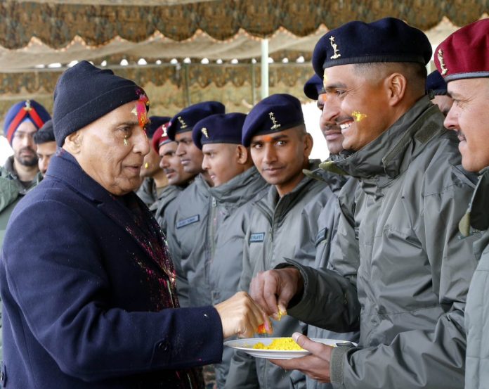 Defence Minister Celebrates Holi with Armed Forces in Leh