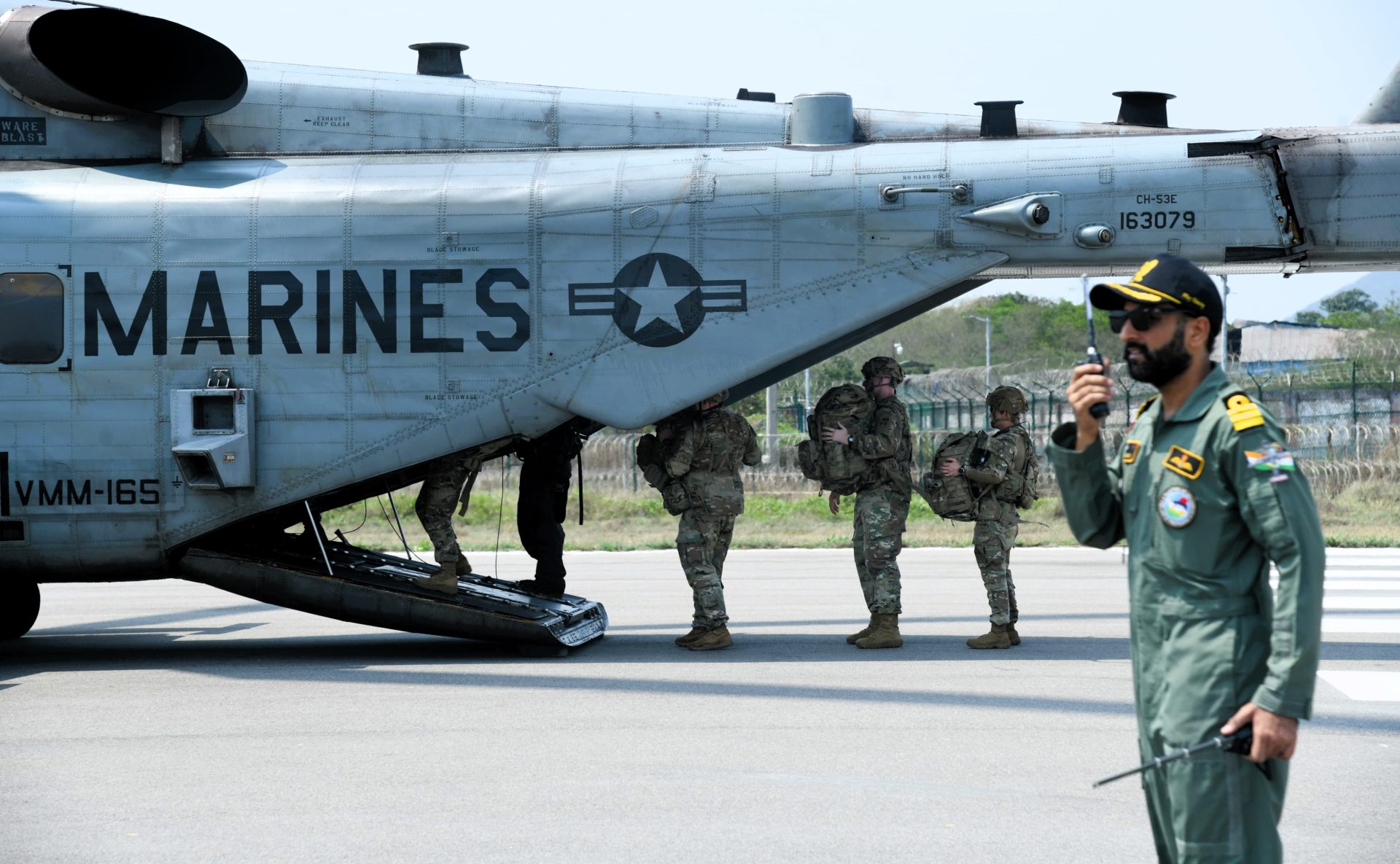 U.S. Marine Super Stallion Helicopter Lands at INS Dega
