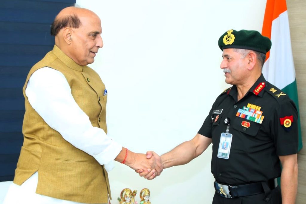 Lt Gen Upendra Dwivedi Meets Defence Minister Rajnath Singh Ahead of Appointment as Chief of the ...