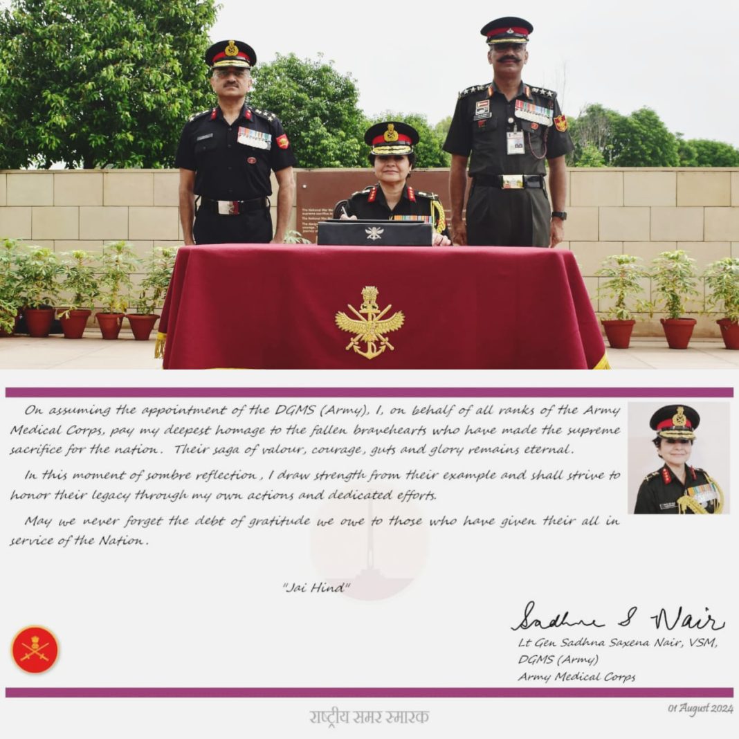Lt Gen Sadhna Saxena Nair Appointed First Female DGMS (Army)
