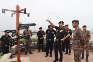 Lt Gen Dhiraj Seth Reviews HADR Training at Cross Island