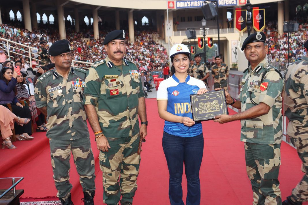 Border Security Force Honors Olympian Manu Bhaker at JCP Attari