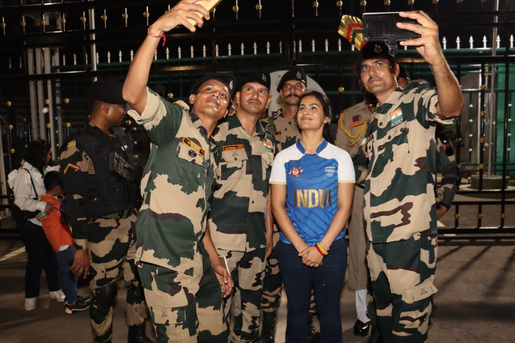 Border Security Force Honors Olympian Manu Bhaker at JCP Attari