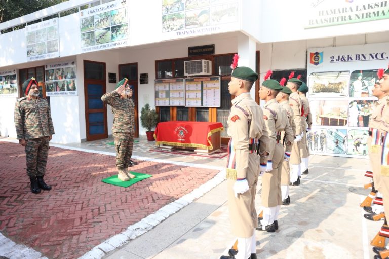 Major General Anupinder Bevli Visits 2 J&K Battalion NCC in Jammu