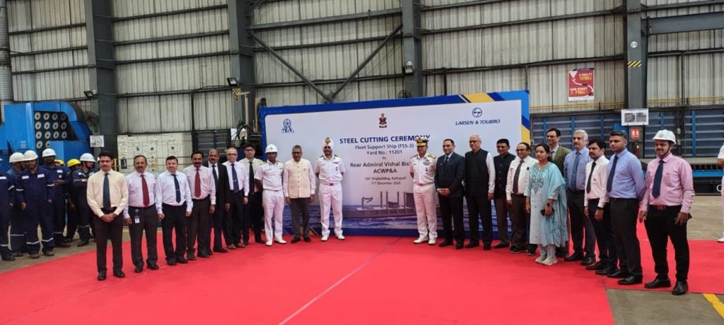 Indian Navy Begins Construction of Second Fleet Support Ship at L&T ...