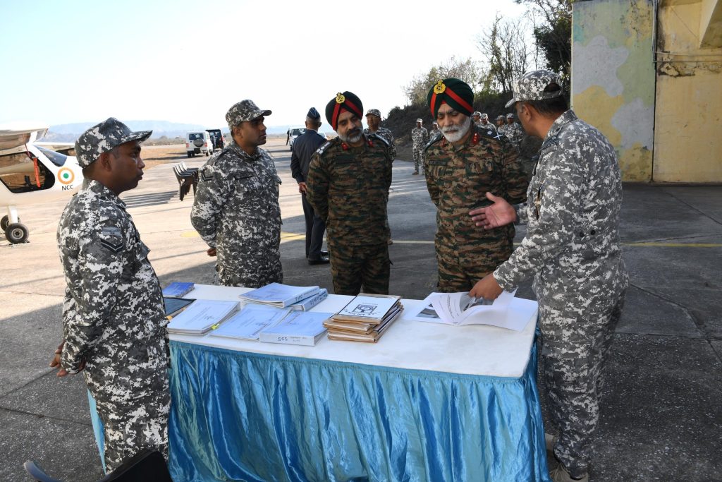 Major General Anupinder Bevli Reviews 1 J&K Air Sqn NCC