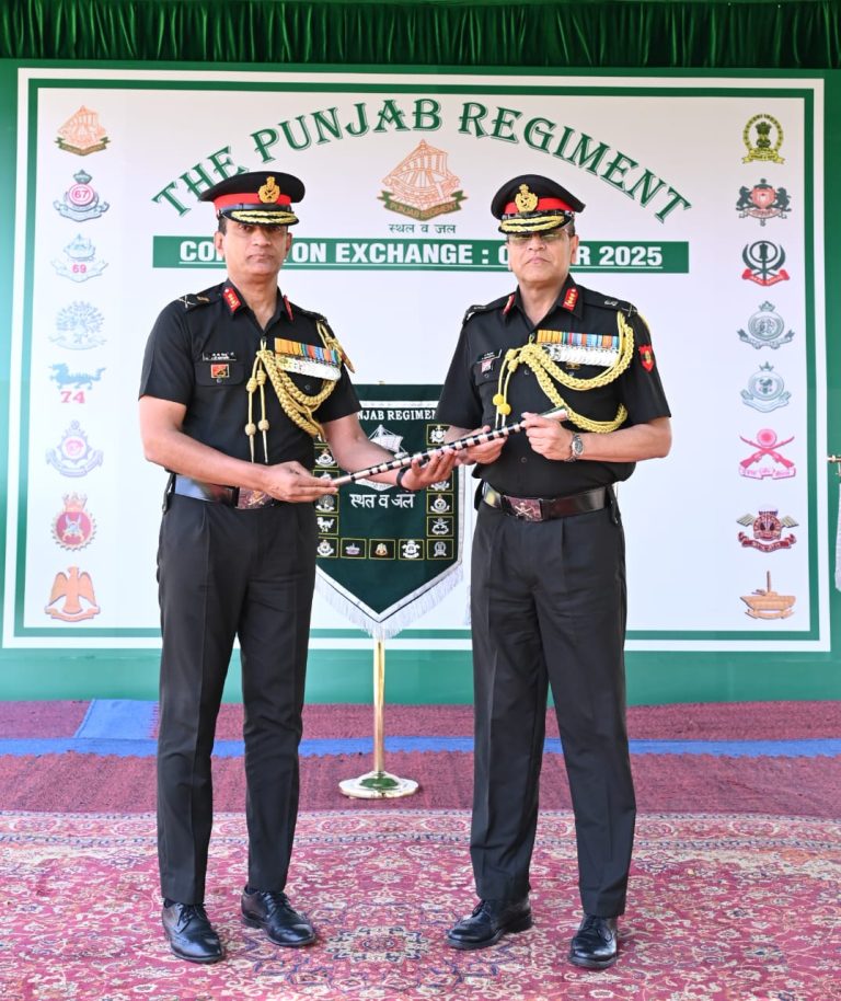 Lt Gen Johnson P Mathew Hands Over Colonel of Punjab Regiment Baton to Lt Gen Anindya Sengupta ...