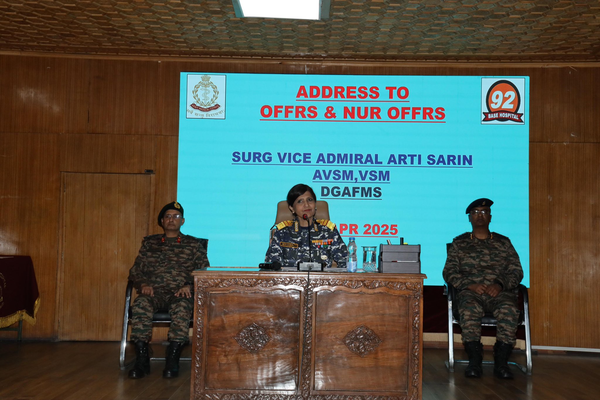 Vice Admiral Arti Sarin Visits 92 Base Hospital in Srinagar, Lauds ...