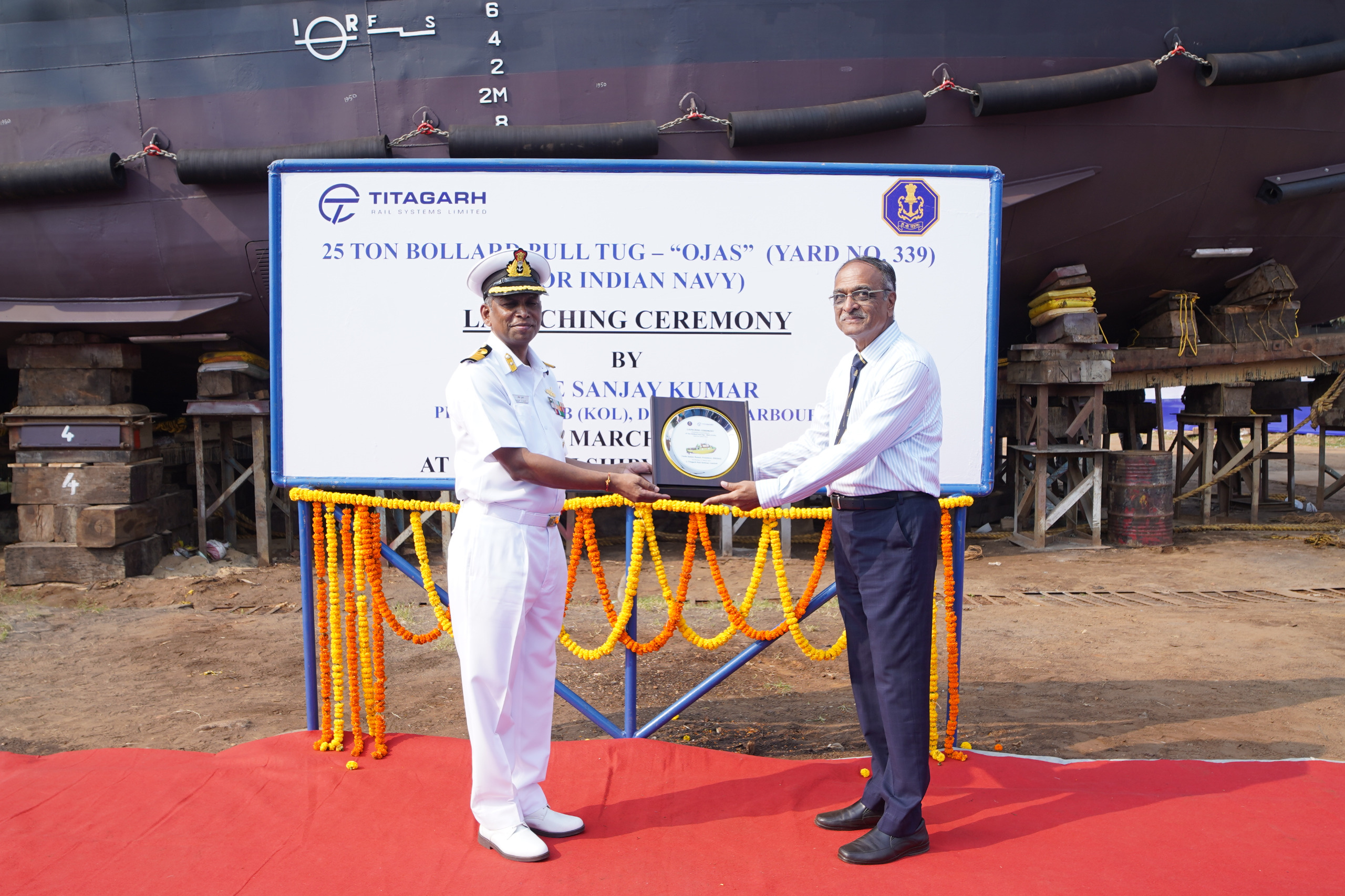 Indian Navy Launches Fifth 25T Bollard Pull Tug 'Ojas' Under Make in ...