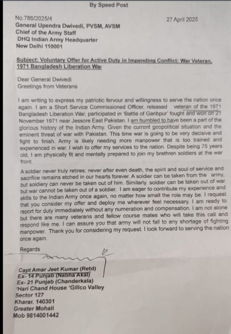 One of Many Retired Indian Army Veterans Volunteers to Rejoin The ...