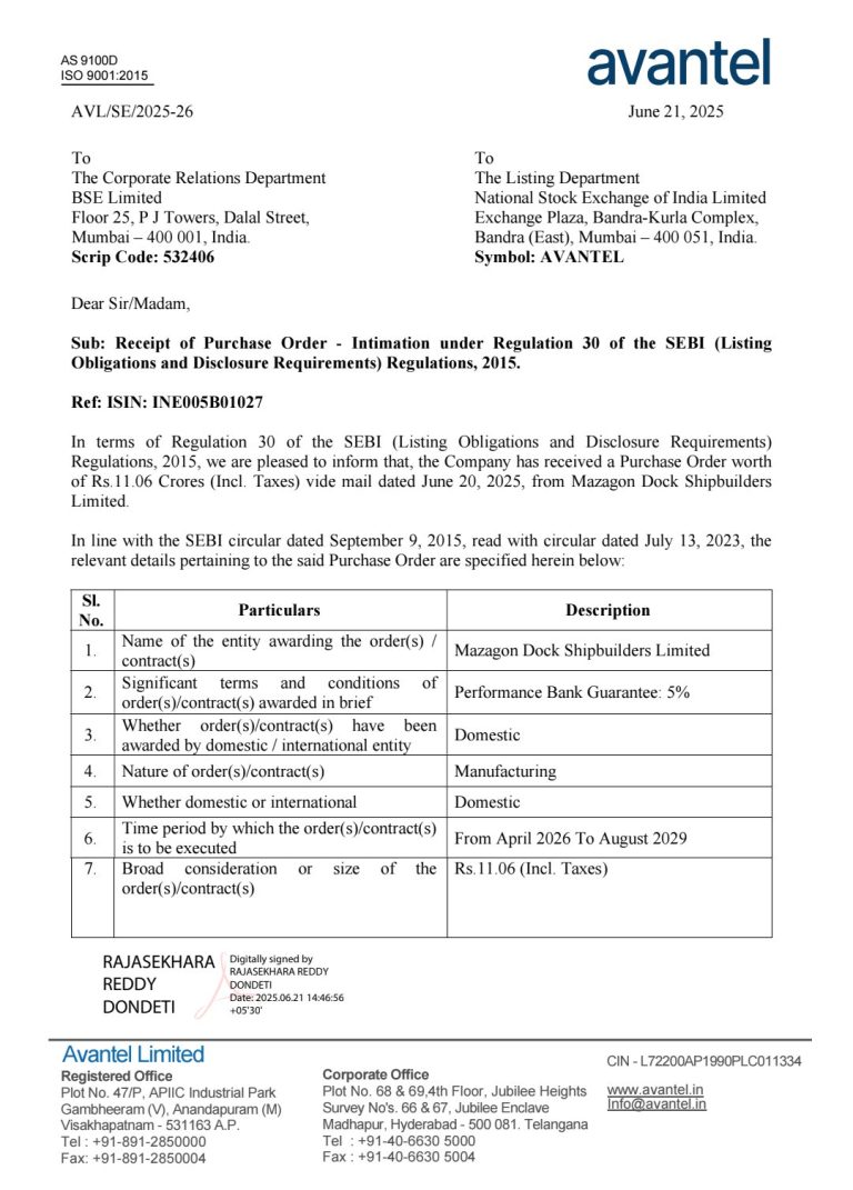 Avantel Limited Bags ₹24.73 Crore in Key Defence Contracts from DRDO ...
